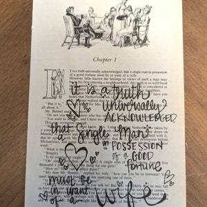 Pride and Prejudice Quotes on Book Pages - Etsy