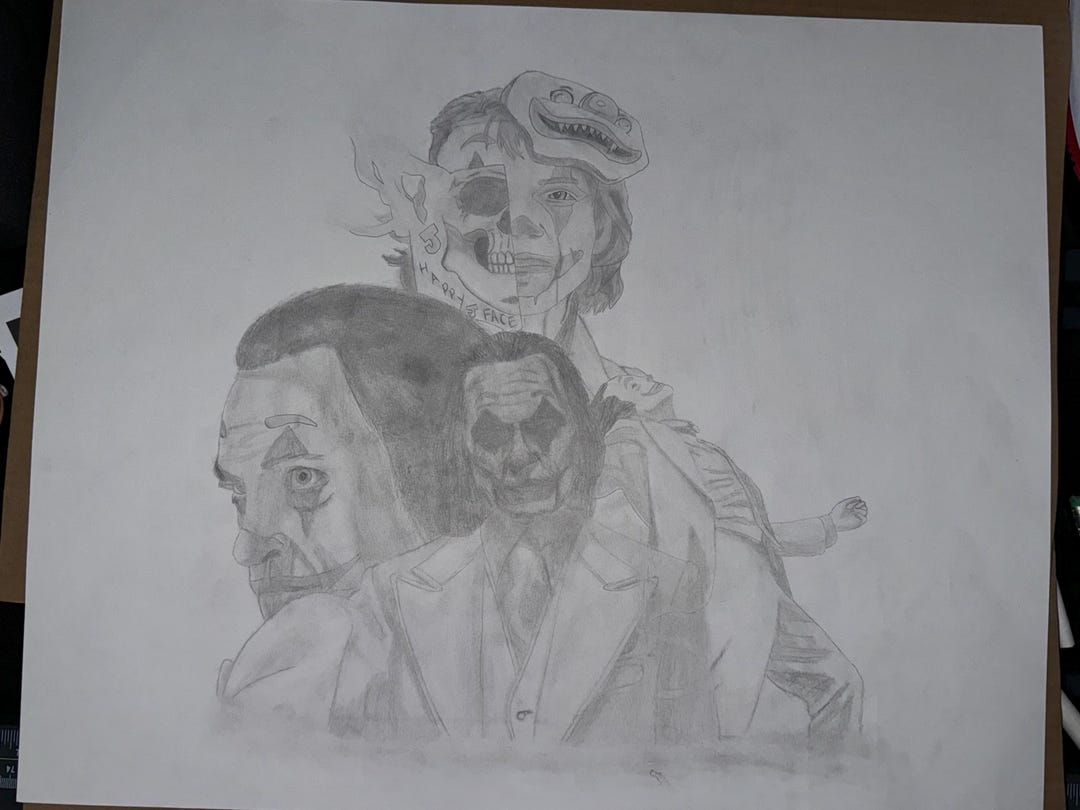 The Joker Hand Drawn Poster graphite Hand Drawn 16x 20 Joker 3 Face ...
