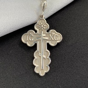 Silver Orthodox Cross Necklace, Religious Necklace for Women and Men - Etsy
