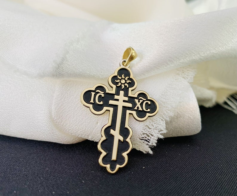 Gold Plated Double Sided Orthodox Necklace, Orthodox Cross for Women ...
