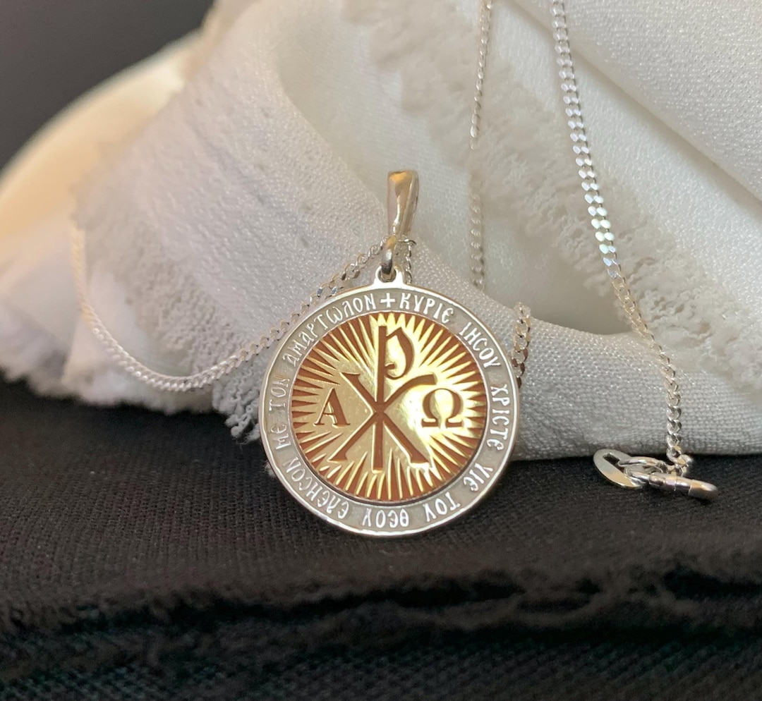 Sterling Silver Chi Rho Alpha Omega Necklace: Christian Symbol - Etsy