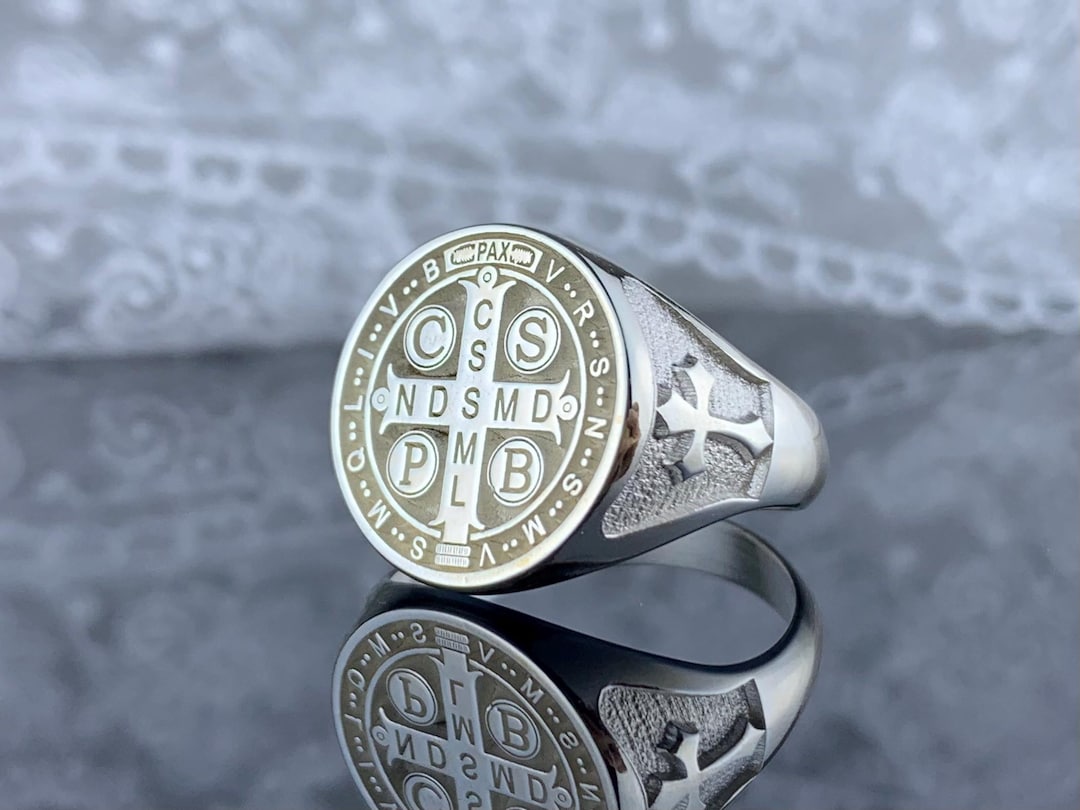 Handmade St. Benedict Medal Ring: Sterling Silver Christian Protection ...
