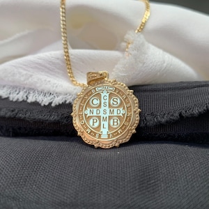 14K Solid Gold Saint Benedict Pendant: Handmade Medal - Etsy
