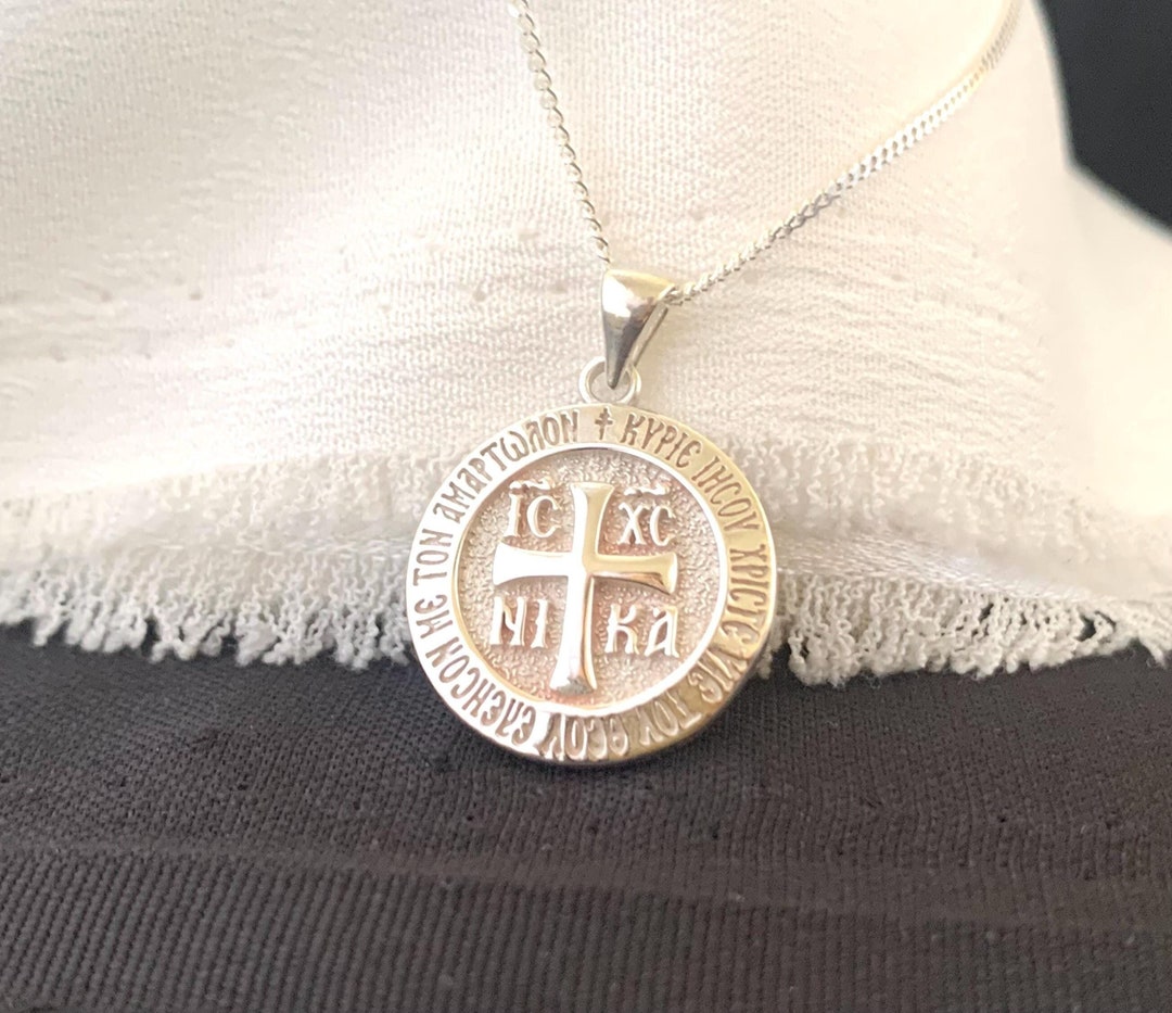 Silver Medallion Religious Necklace, IC XC NIKA Necklace for Men and ...