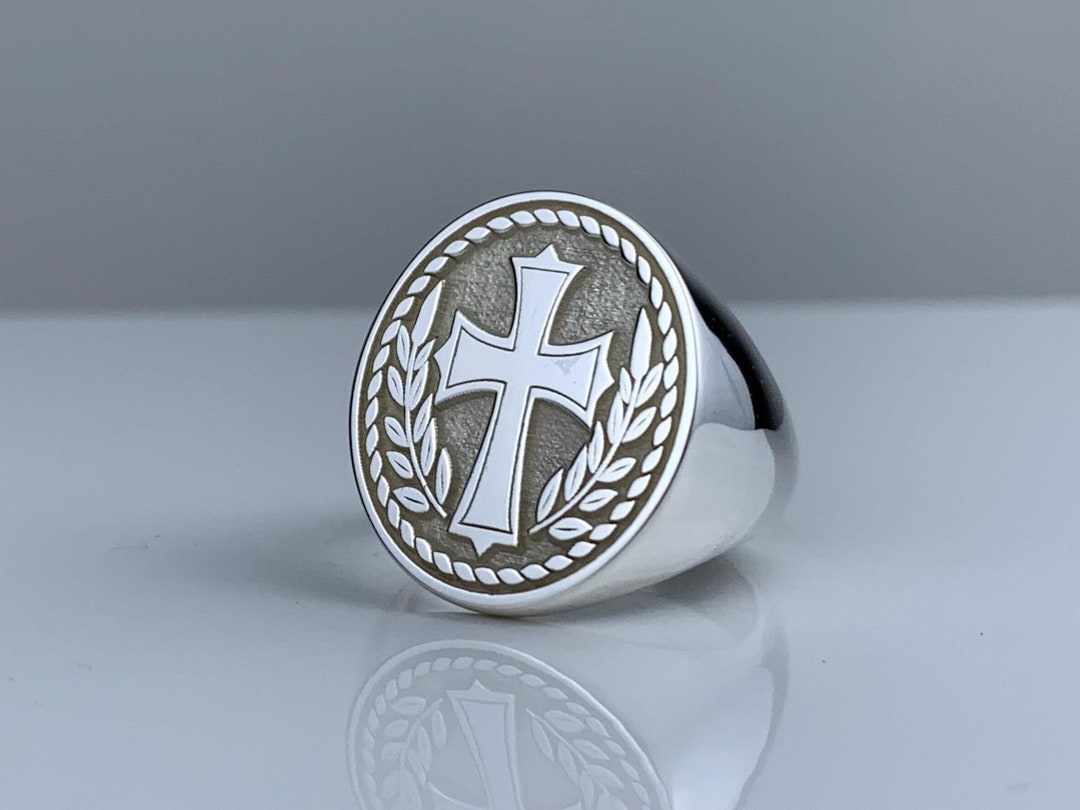 925K Sterling Silver Christian Religious Ring, Sterling Silver and ...