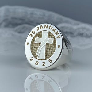 Deacon’s Cross Ring – Oval Christian Ring in Sterling Silver or 10K ...