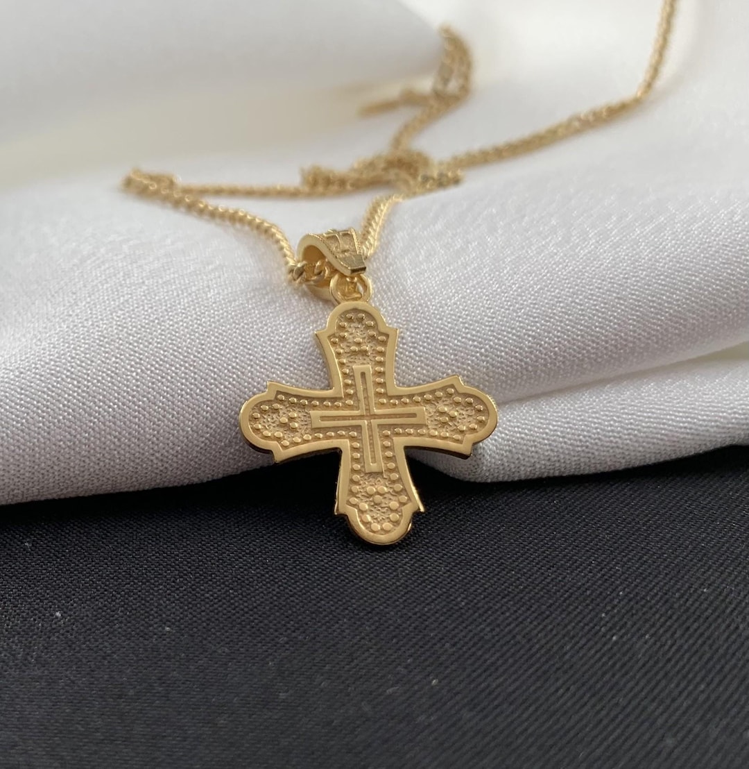 14K Solid Gold Cross Necklace, Special Design for Men and Women - Etsy