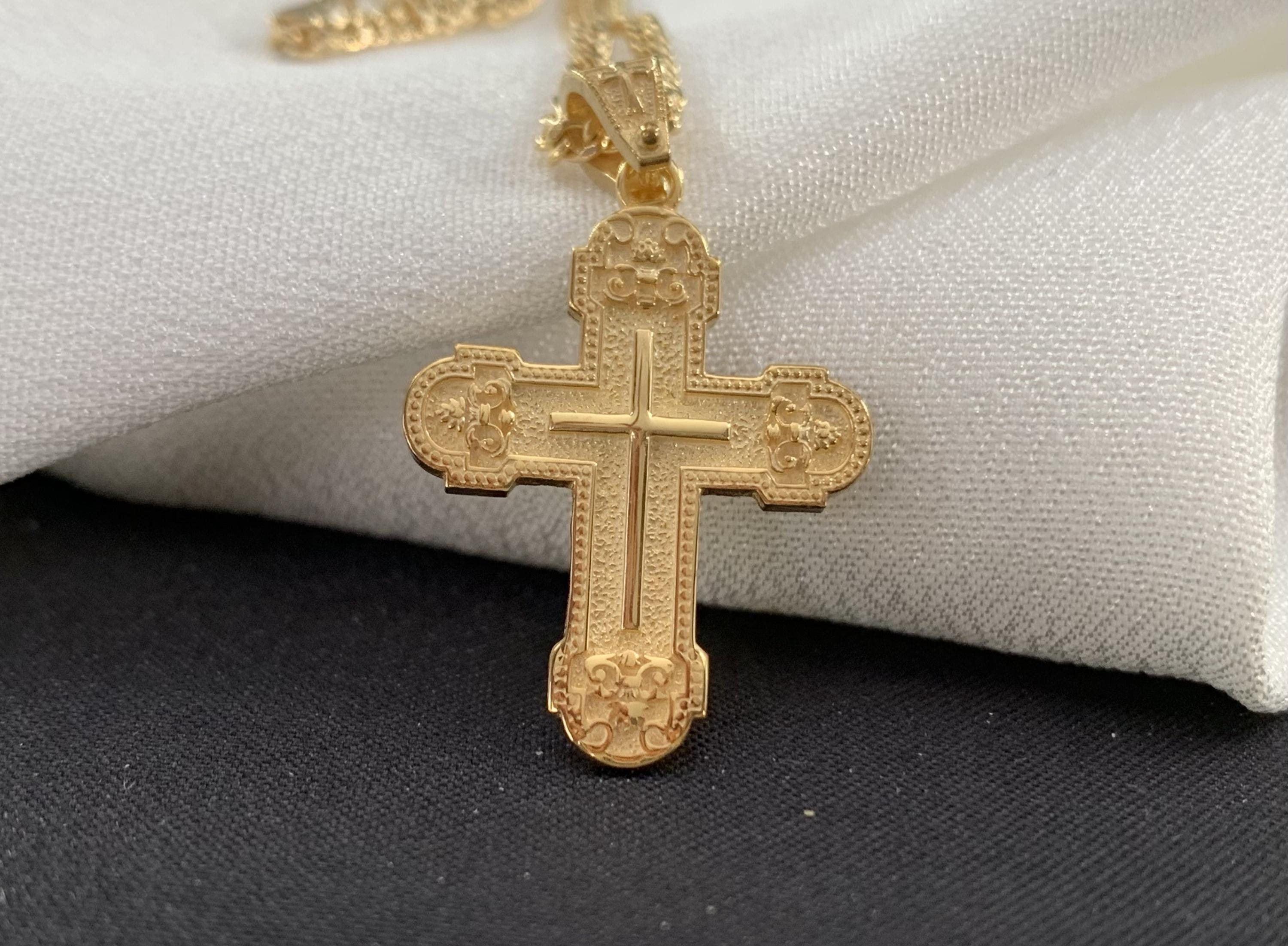 14K Solid Gold Cross Necklace, Special Collection Cross for Men and ...