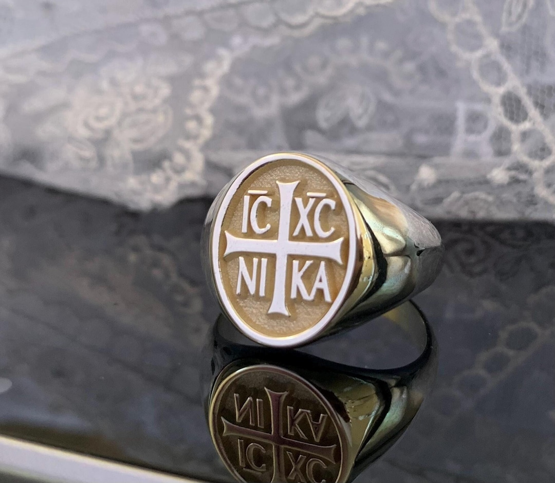 Sterling Silver IC XC NIKA Cross Signet Ring: Religious Jewelry - Etsy