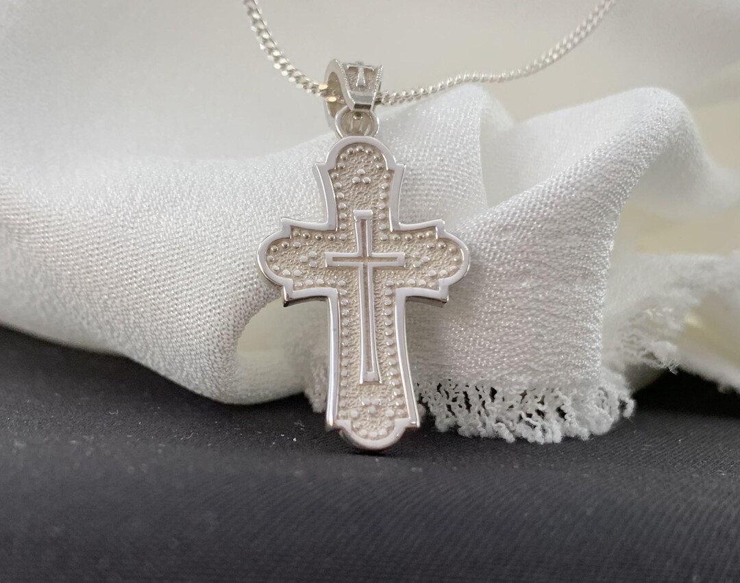 Silver Cross Necklace, Double Sided Cross Necklace, Gold Cross for Men ...