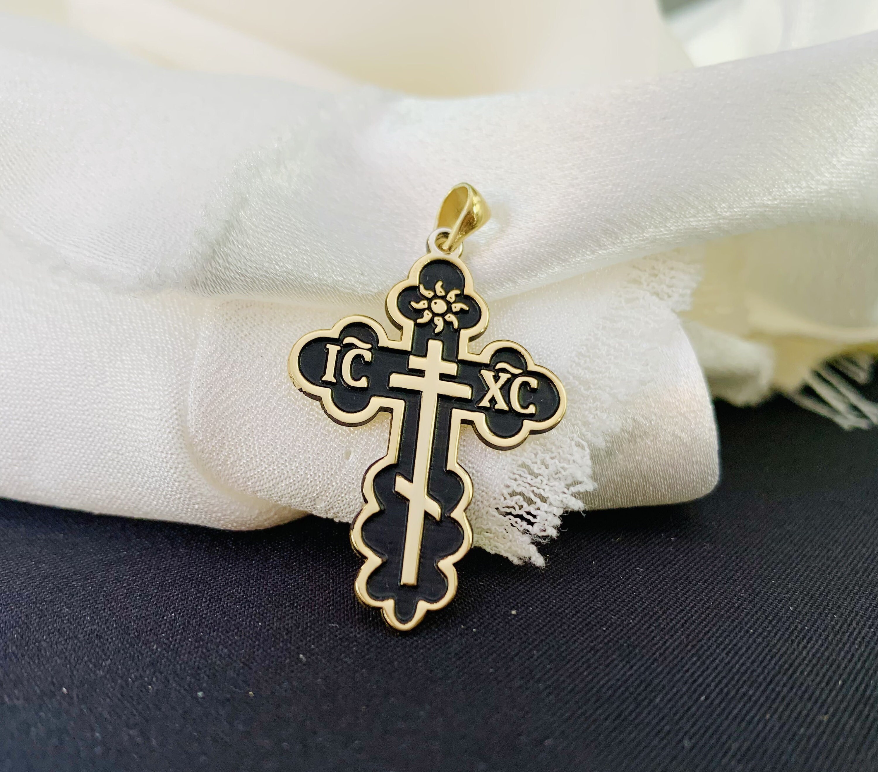 Gold Plated Double Sided Orthodox Necklace, Orthodox Cross for Women ...