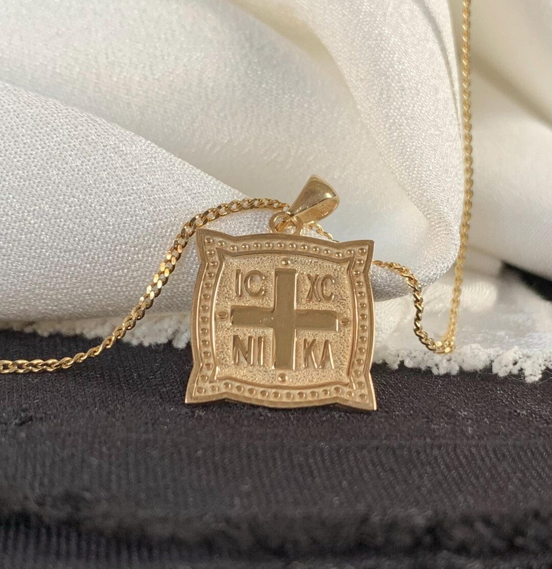 14K Solid Gold Jesus Christ Necklace, Religious Necklace With Double ...