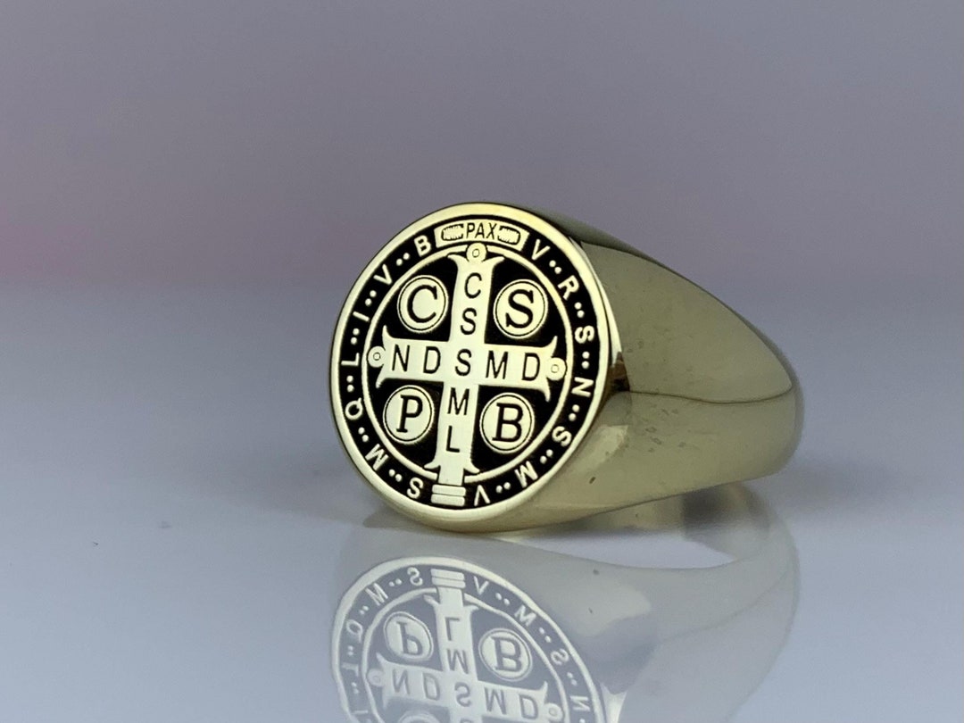 Sterling Silver Saint Benedict Medal Ring: Personalized Protection Ring ...
