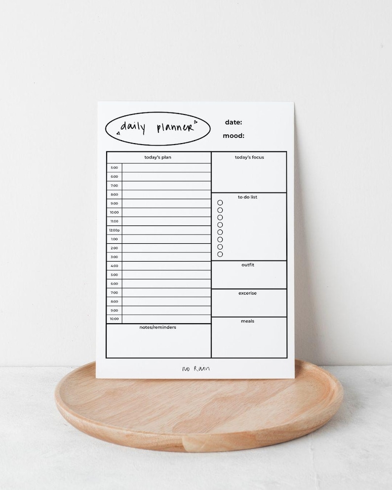 Printable Daily Planner Template | Digital Download, Minimal Design - Etsy