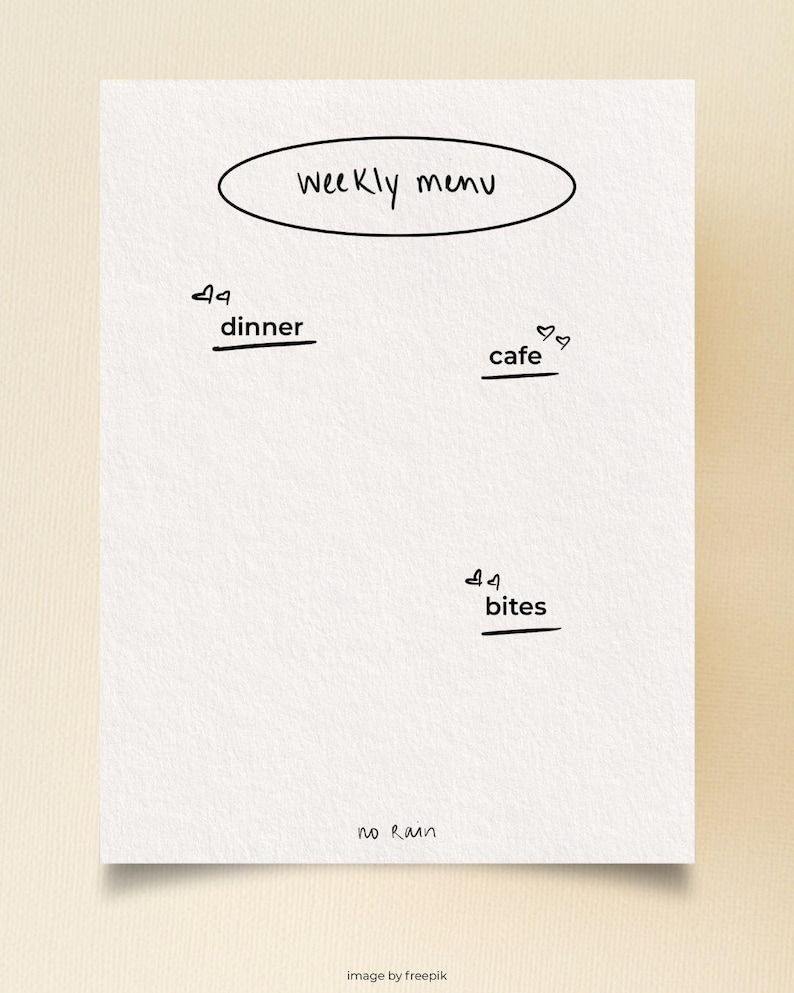 Printable Weekly Menu Template | Digital Download, Minimal Design - Etsy