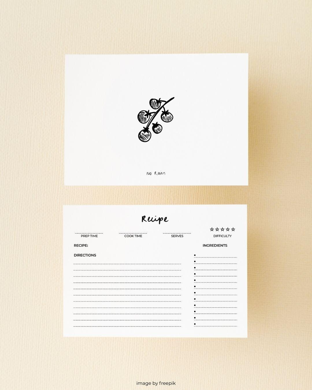 Printable Tomato Recipe Card | Digital Download, Minimal Design, Family ...