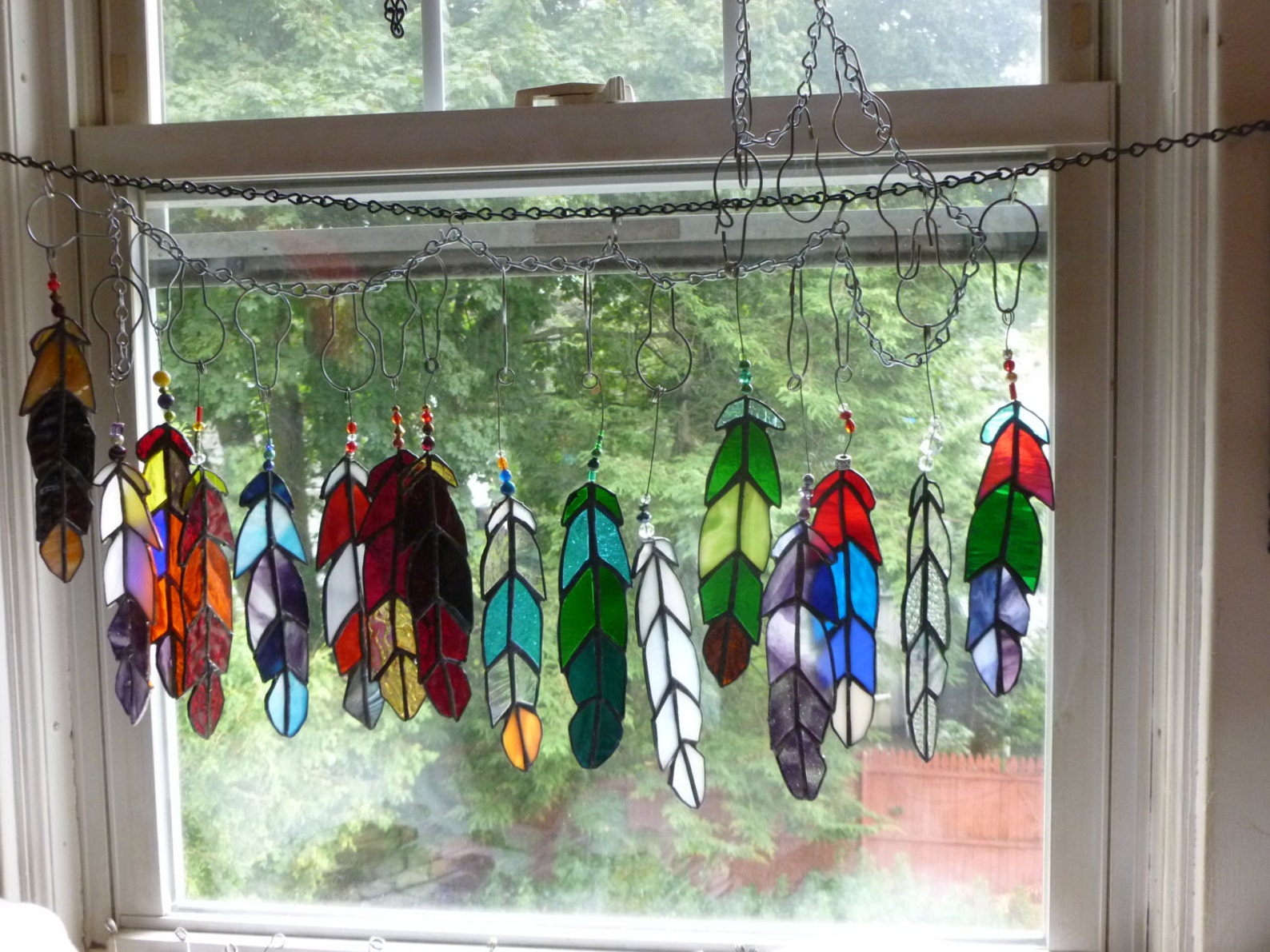 Another Flock Artsy Indian Chief Eagle Feather Stained Glass | Etsy