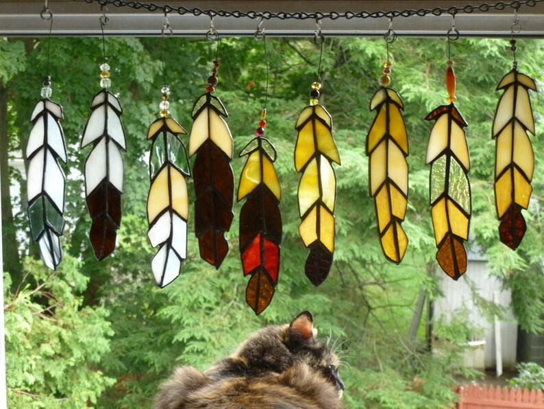 Another Flock Artsy Indian Chief Eagle Feather Stained Glass | Etsy