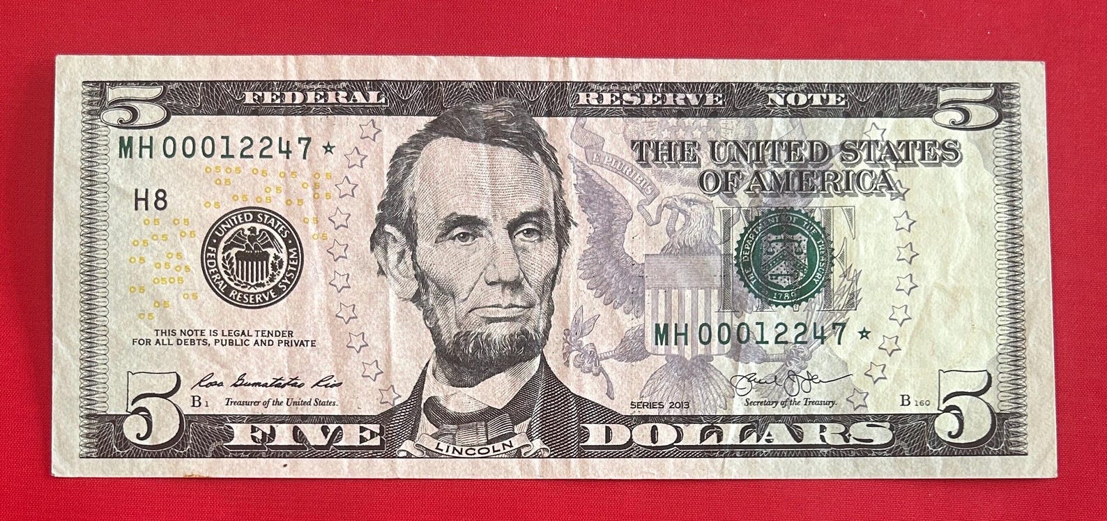 2013 5 Five Dollar Zip Code STAR Note Albany, NY. 00012247 - Etsy