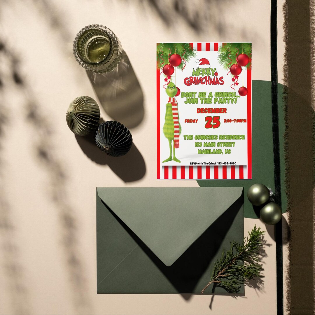 Editable Grinch Party Invitation | Merry Grinchmas Invitation | Grinch ...
