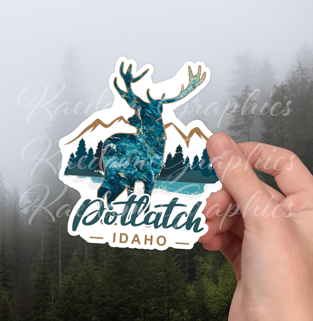 Potlatch Idaho Die-cut Decal Sticker Elk in Mountains Travel ...