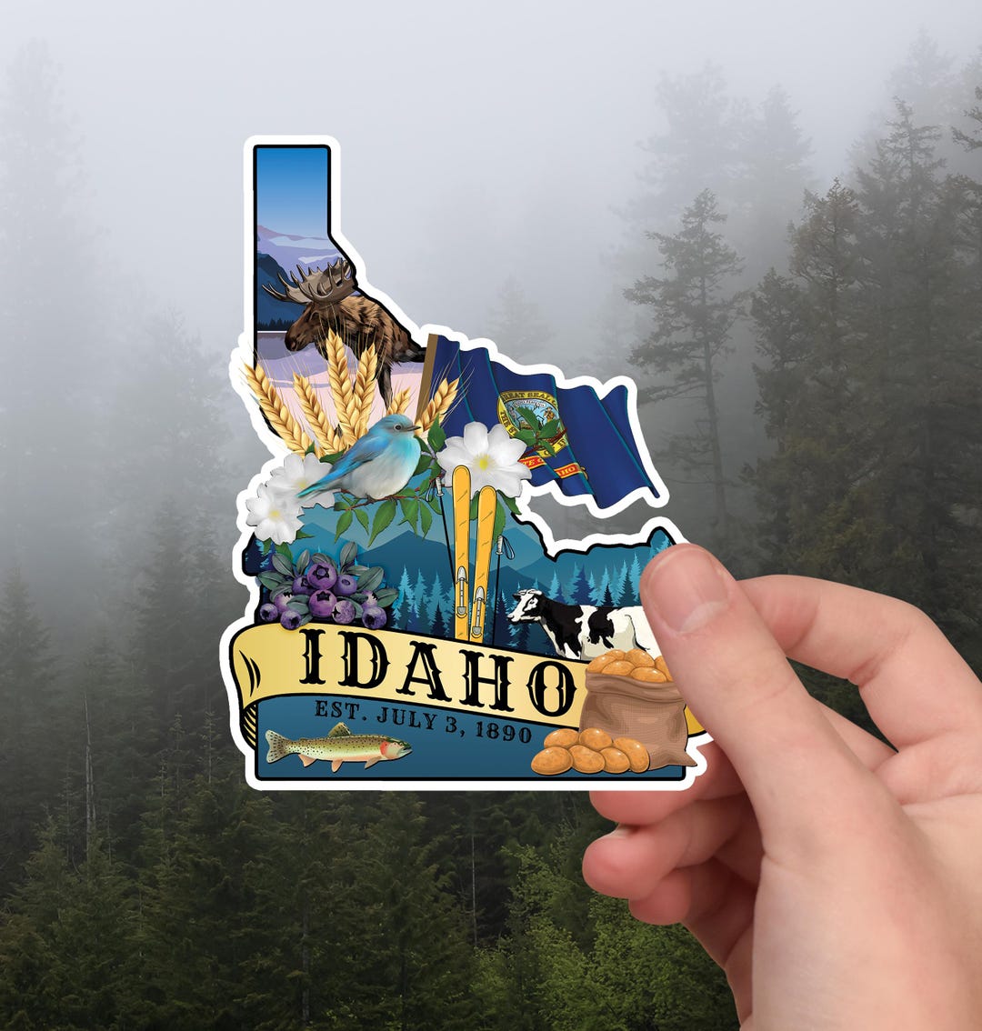 Idaho Pictorial Map Premium Contour Die-cut Decal Sticker - Etsy