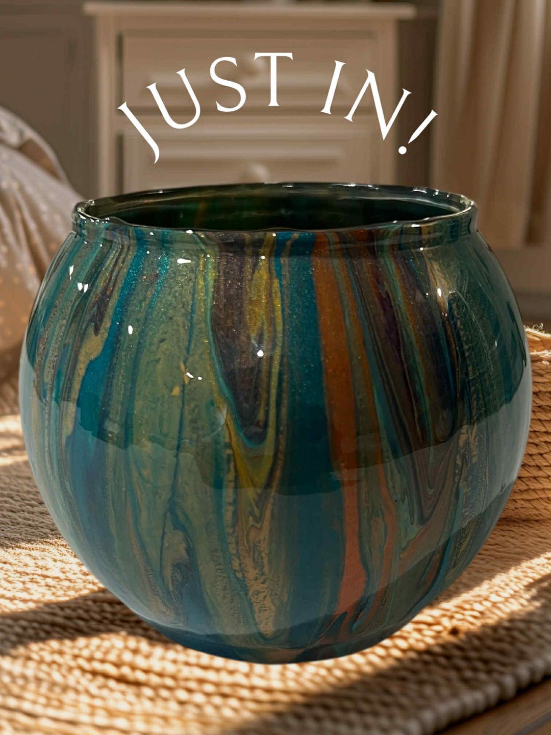 Hand-painted Fluid Art Bowl Vase - Etsy