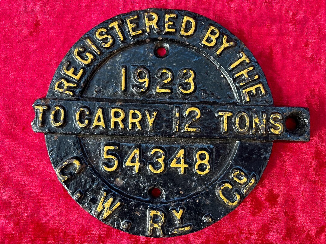 Great Western Railway 13 Ton Wagon Registration Plate. Dates From 1923 ...