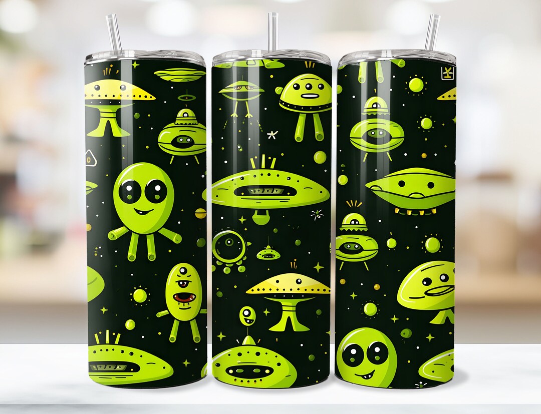 UFO Tumbler Wrap 20oz Skinny Tumbler PNG Mystical Tumbler Ufo Pattern ...