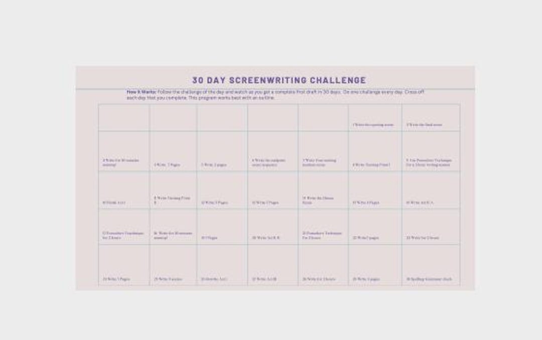 30 Day Screenwriting Challenge - Etsy