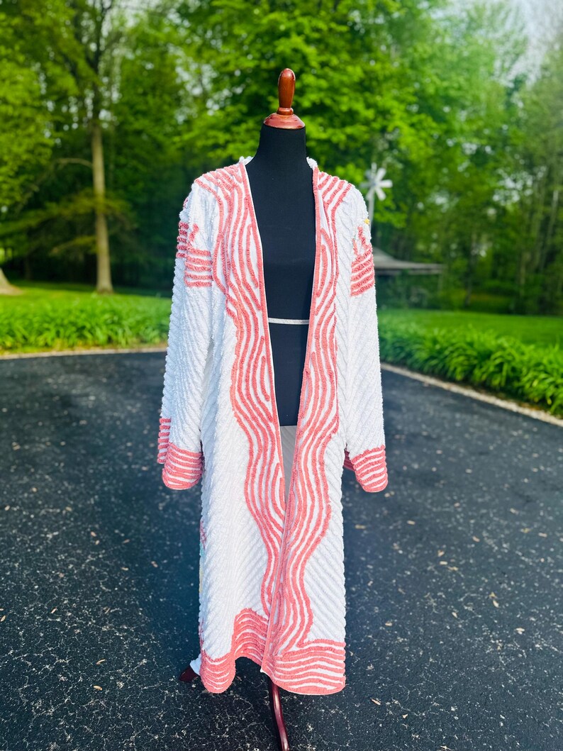 Chenille Duster, Sunshine & Petals– Vintage Bell Sleeve Robe Jacket ...