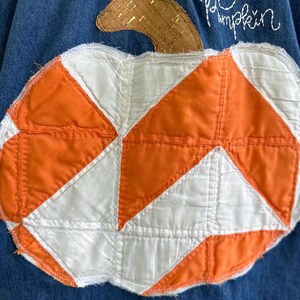 Upcycled Denim Shirt With Quilted Pumpkin Patch Fall Fashion Handmade ...