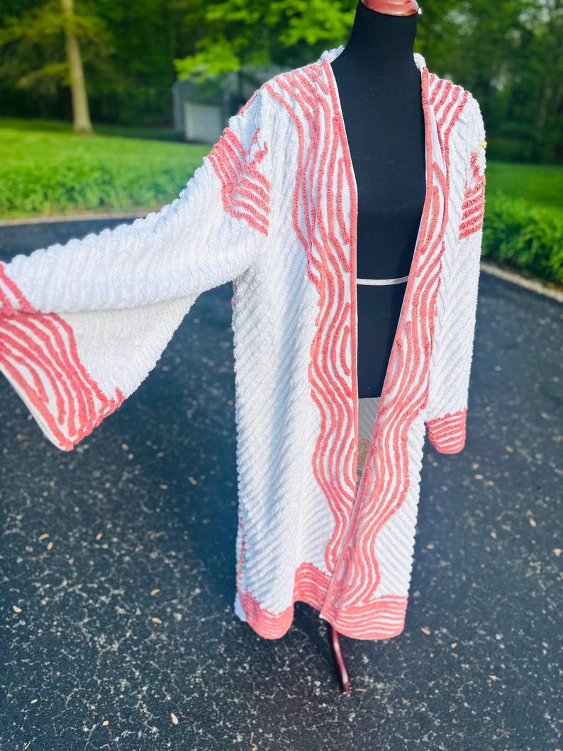 Chenille Duster, Sunshine & Petals– Vintage Bell Sleeve Robe Jacket ...