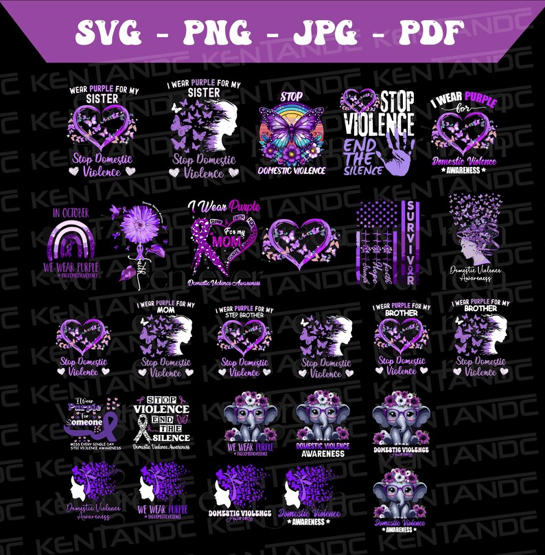 Alzheimer's Awareness Svg Png Bundle, Purple Ribbon, Alzheimer's ...