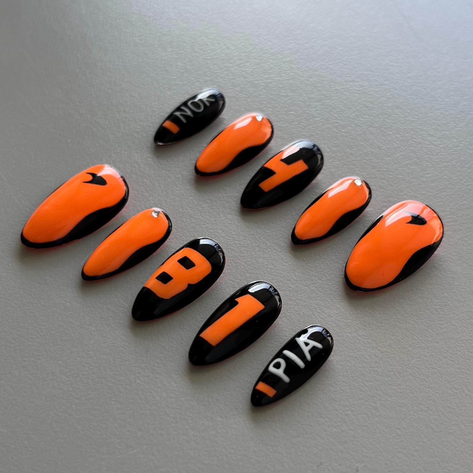 Mclaren Black F1 Formula One Inspired Press on Nails | Lando Norris LN4 ...