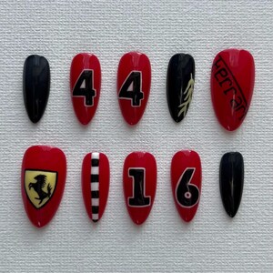 Ferrari F1 Formula One Inspired Press on Nails | Lewis Hamilton 44 ...