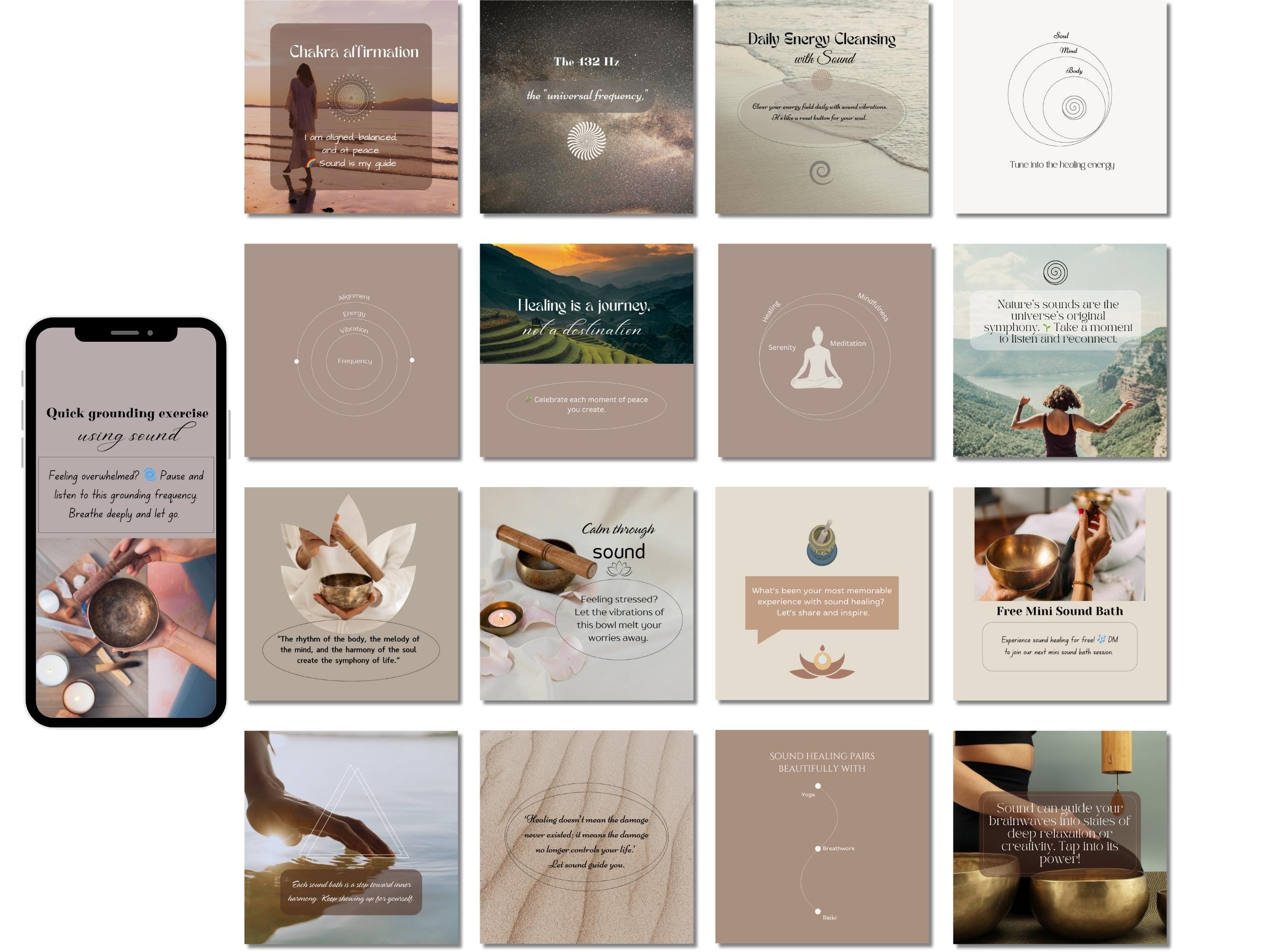 Instagram Sound Healing Posts, Healer's Bundle, Editable Canva ...