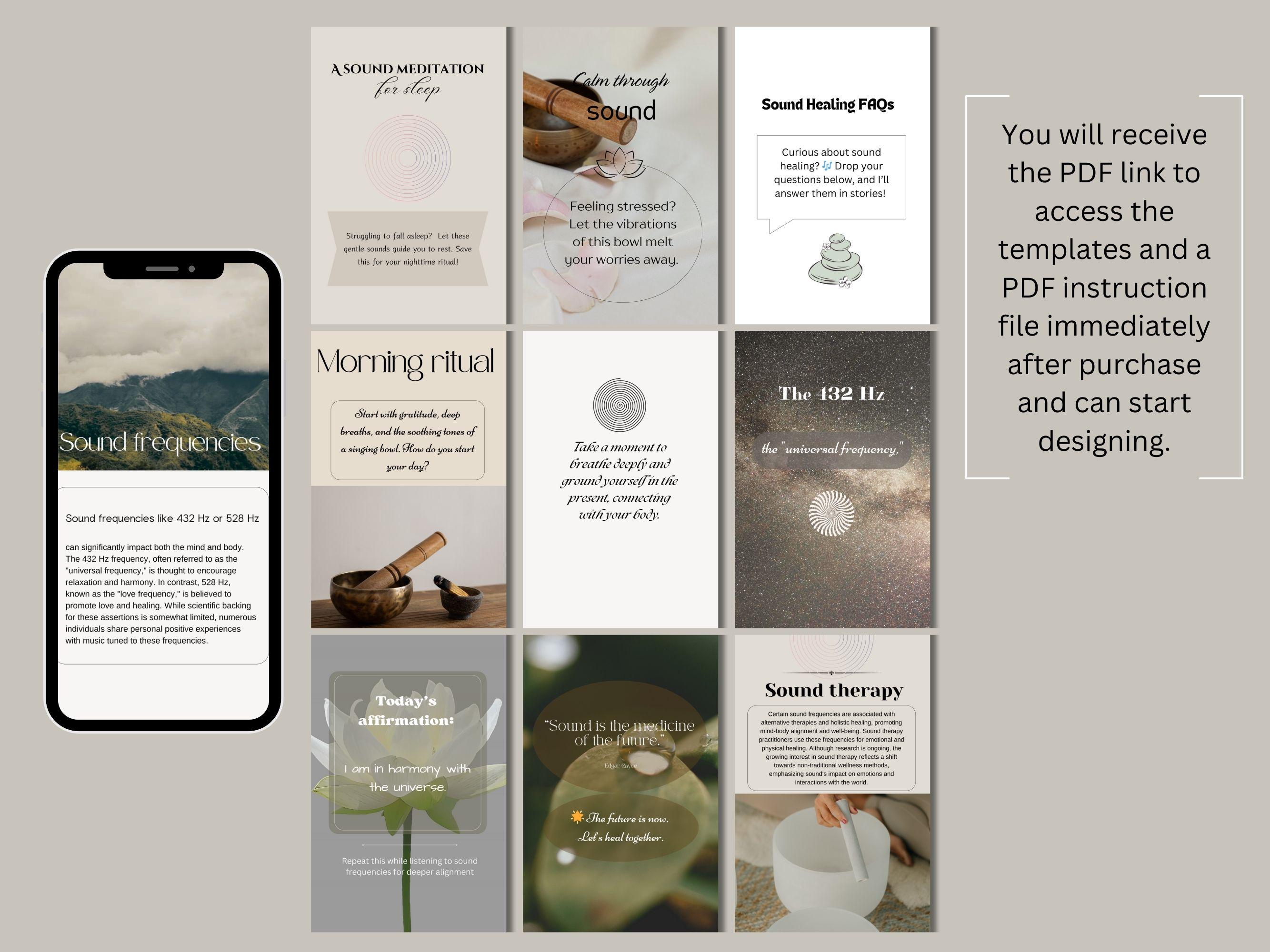 Instagram Sound Healing Posts, Healer's Bundle, Editable Canva ...