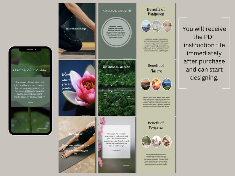 Instagram Wellness Post Bundle, Editable Canva Template for Wellness ...