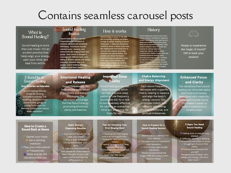 Instagram Sound Healing Posts, Healer's Bundle, Editable Canva ...