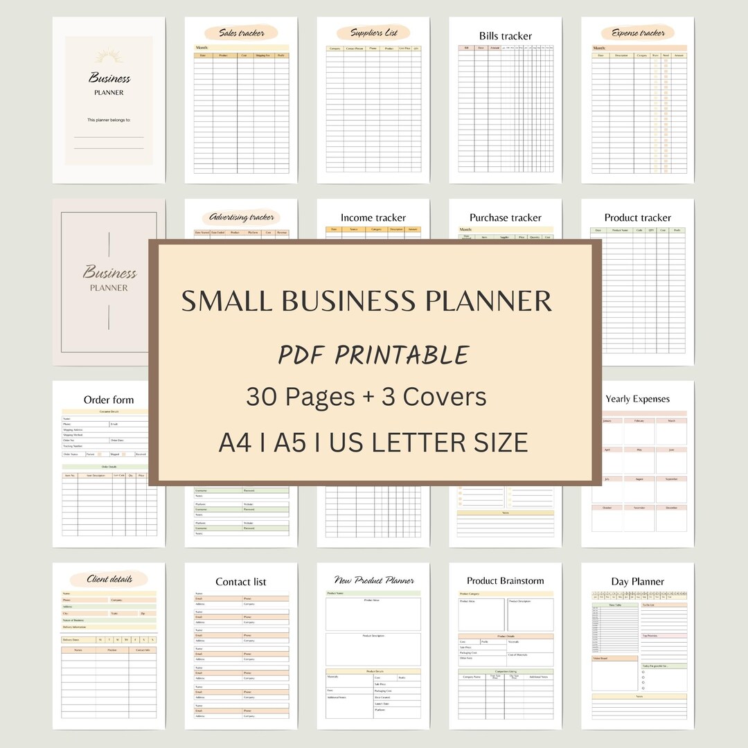 Small Business Planner Printable Bundle, Business & Financial Trackers ...