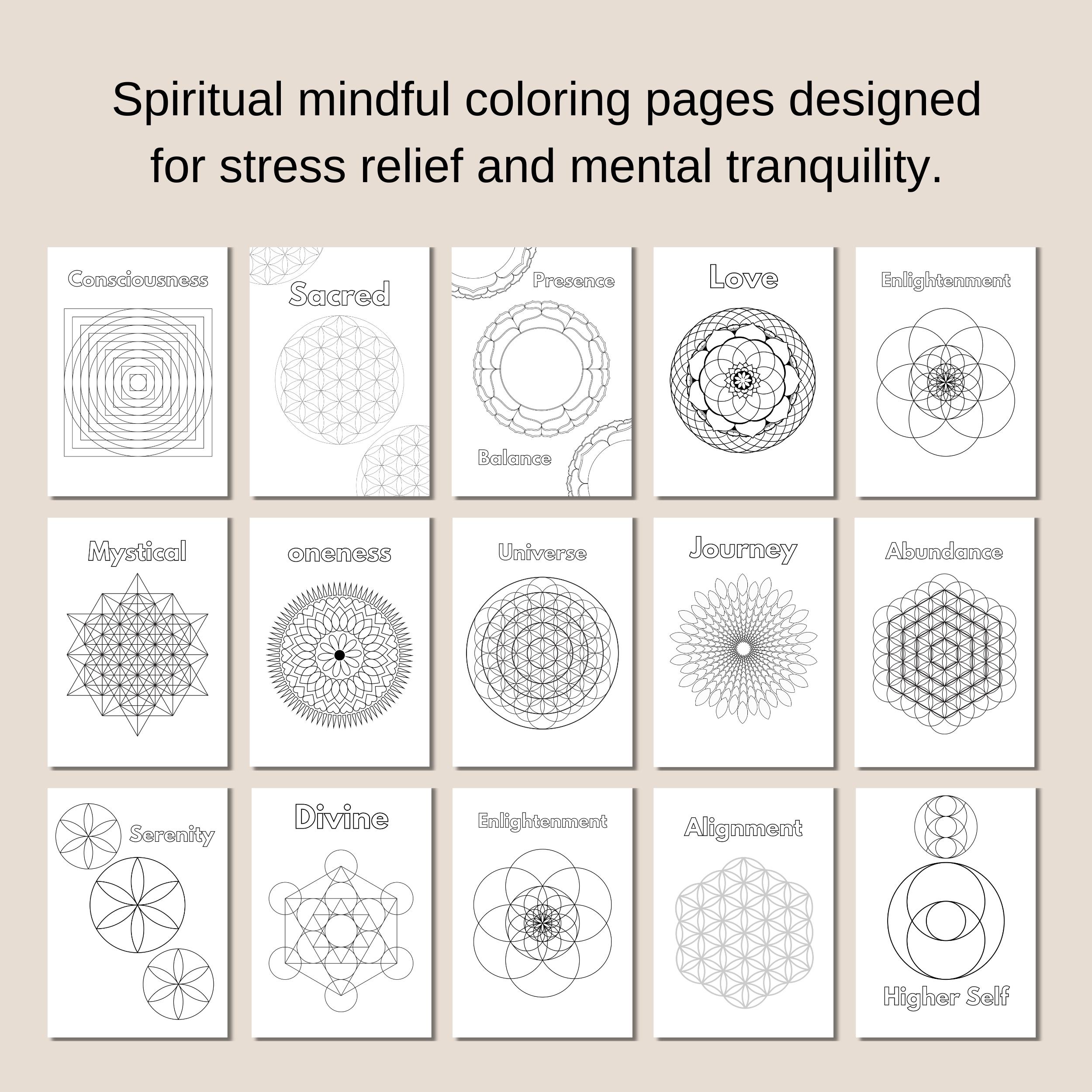 Printable Mindfulness Colouring Pages for Adult, Sacred Geometry With ...