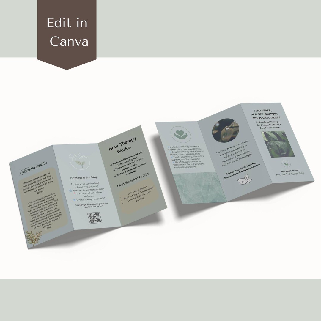 Mental Health Brochure Template, Editable Therapy Flyer (canva) - Etsy