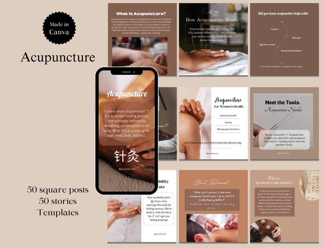 Acupuncture Instagram Templates | TCM Social Media Canva Bundle ...