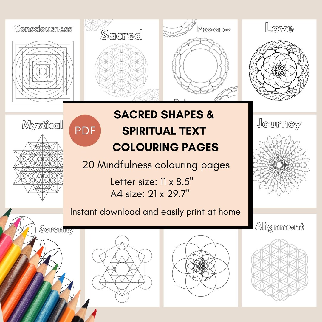 Printable Mindfulness Colouring Pages for Adult, Sacred Geometry With ...