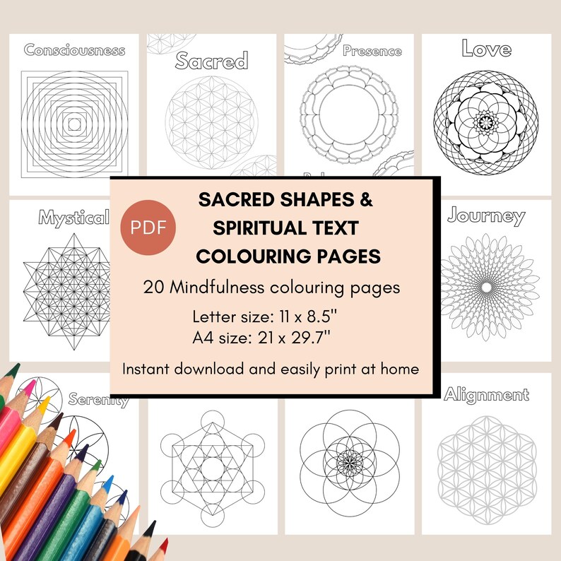 Printable Mindfulness Colouring Pages for Adult, Sacred Geometry With ...