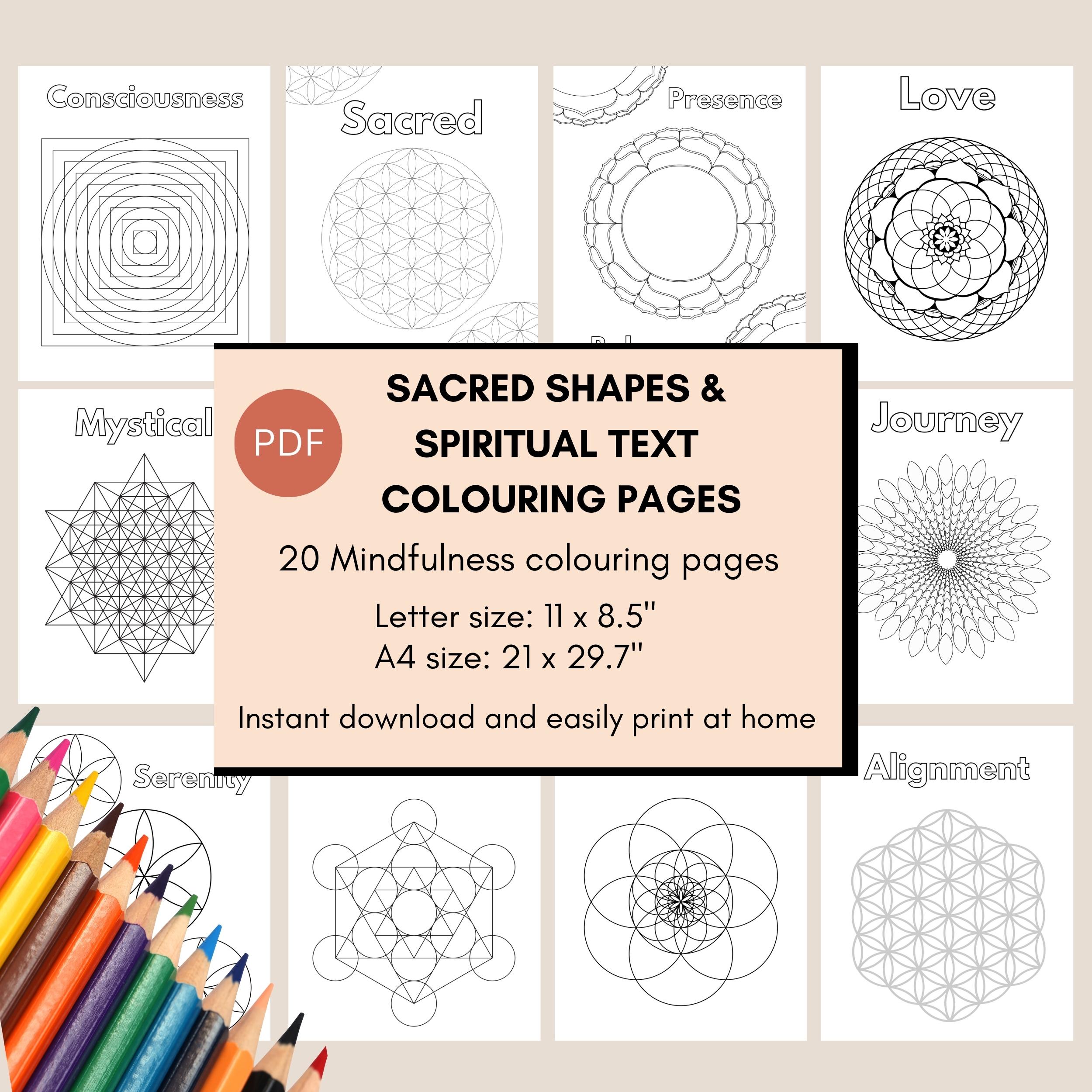 Printable Mindfulness Colouring Pages for Adult, Sacred Geometry With ...
