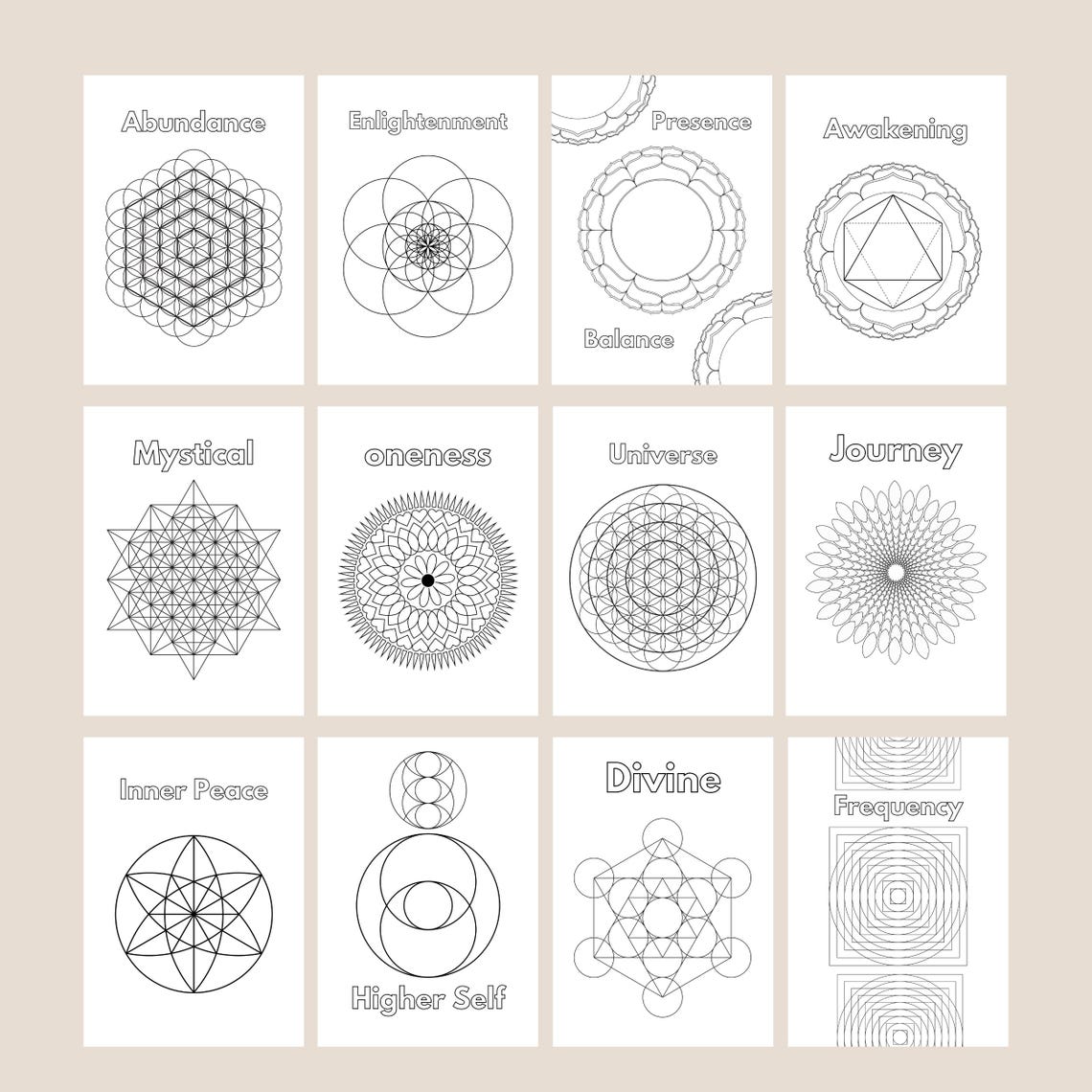 Printable Mindfulness Colouring Pages for Adult, Sacred Geometry With ...