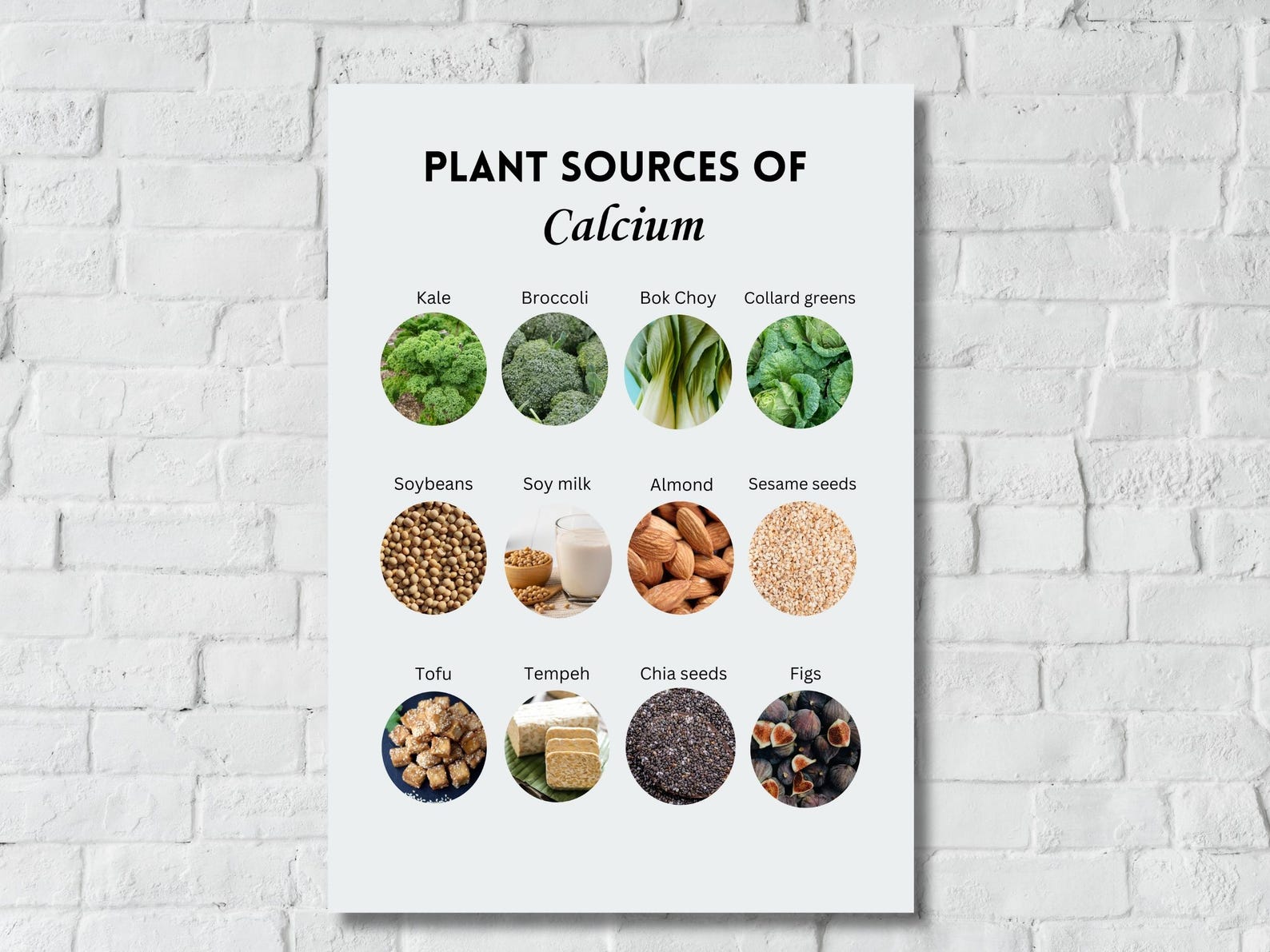 Plant-based Calcium Rich Foods Source Chart, Nutrition Facts Guide ...