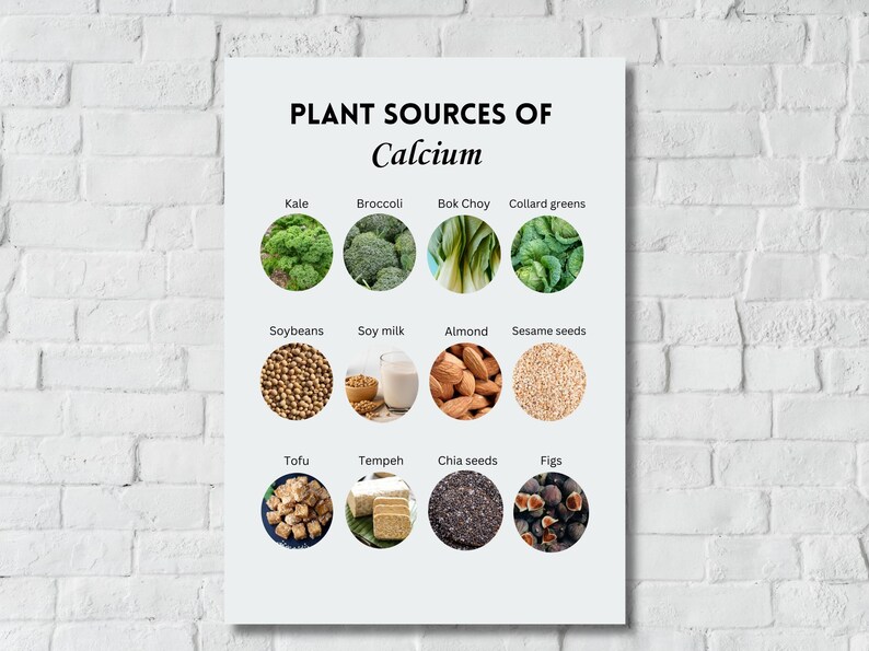 Plant-based Calcium Rich Foods Source Chart, Nutrition Facts Guide ...